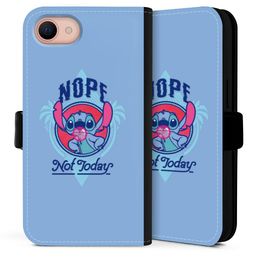 DeinDesign iPhone 16e Handy Klapph&uuml;lle Handyh&uuml;lle aus Kunst Leder schwarz Flip Case Disney Sayings Lilo & Stitch Sideflip mit Lasche