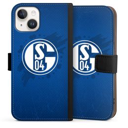 DeinDesign iPhone 14 Handy Klapph&uuml;lle Handyh&uuml;lle aus Kunst Leder schwarz Flip Case Official Licensed Product Fc Schalke 04 Schalke 04 Sideflip mit Lasche