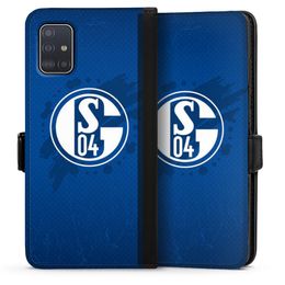 DeinDesign Galaxy A51 Handy Klapph&uuml;lle Handyh&uuml;lle aus Kunst Leder schwarz Flip Case Official Licensed Product Fc Schalke 04 Schalke 04 Sideflip mit Lasche