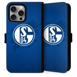 DeinDesign iPhone 16 Pro Handy Klapph&uuml;lle Handyh&uuml;lle aus Kunst Leder schwarz Flip Case Official Licensed Product Fc Schalke 04 Schalke 04 Sideflip mit Lasche