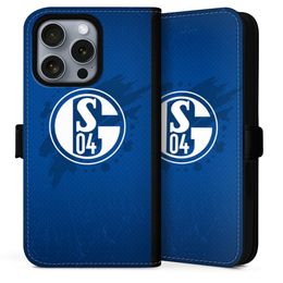 DeinDesign iPhone 16 Pro Max Handy Klapph&uuml;lle Handyh&uuml;lle aus Kunst Leder schwarz Flip Case Official Licensed Product Fc Schalke 04 Schalke 04 Sideflip mit Lasche
