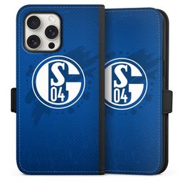 DeinDesign iPhone 15 Pro Max Handy Klapph&uuml;lle Handyh&uuml;lle aus Kunst Leder schwarz Flip Case Official Licensed Product Fc Schalke 04 Schalke 04 Sideflip mit Lasche