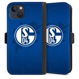 DeinDesign iPhone 13 Handy Klapph&uuml;lle Handyh&uuml;lle aus Kunst Leder schwarz Flip Case Official Licensed Product Fc Schalke 04 Schalke 04 Sideflip mit Lasche