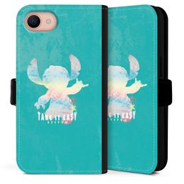 DeinDesign iPhone 16e Handy Klapph&uuml;lle Handyh&uuml;lle aus Kunst Leder schwarz Flip Case Lilo & Stitch Official Licensed Product Disney Sideflip mit Lasche