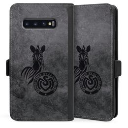 DeinDesign Galaxy S10 Plus Handy Klapph&uuml;lle Handyh&uuml;lle aus Kunst Leder schwarz Flip Case Official Licensed Product Msv Duisburg Zebra Sideflip mit Lasche