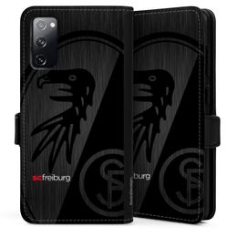 DeinDesign Galaxy S20 Handy Klapph&uuml;lle Handyh&uuml;lle aus Kunst Leder schwarz Flip Case Metallic Look Sc Freiburg Official Licensed Product Sideflip mit Lasche