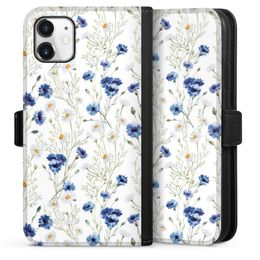 DeinDesign iPhone 11 Handy Klapph&uuml;lle Handyh&uuml;lle aus Kunst Leder schwarz Flip Case Flowers Muster Flower Sideflip mit Lasche