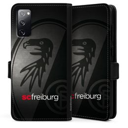 DeinDesign Galaxy S20 Handy Klapph&uuml;lle Handyh&uuml;lle aus Kunst Leder schwarz Flip Case Sc Freiburg Official Licensed Product Metallic Look Sideflip mit Lasche