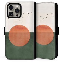 DeinDesign iPhone 16 Pro Handy Klapph&uuml;lle Handyh&uuml;lle aus Kunst Leder schwarz Flip Case Sunshine Bird Sunset Sideflip mit Lasche