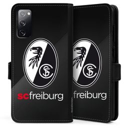 DeinDesign Galaxy S20 Handy Klapph&uuml;lle Handyh&uuml;lle aus Kunst Leder schwarz Flip Case Lettering Sc Freiburg Logo Sideflip mit Lasche