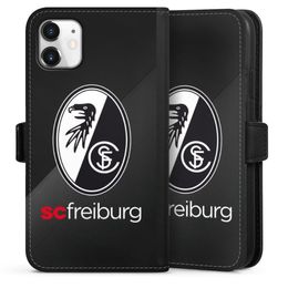 DeinDesign iPhone 11 Handy Klapph&uuml;lle Handyh&uuml;lle aus Kunst Leder schwarz Flip Case Sc Freiburg Lettering Logo Sideflip mit Lasche