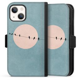 DeinDesign Galaxy A51 Handy Klapph&uuml;lle Handyh&uuml;lle aus Kunst Leder schwarz Flip Case Bird Turquoise Moon Sideflip mit Lasche