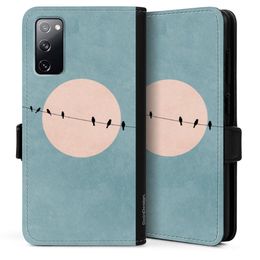DeinDesign Galaxy S20 Handy Klapph&uuml;lle Handyh&uuml;lle aus Kunst Leder schwarz Flip Case Turquoise Bird Moon Sideflip mit Lasche