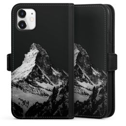 DeinDesign iPhone 11 Handy Klapph&uuml;lle Handyh&uuml;lle aus Kunst Leder schwarz Flip Case Mountain Snow Mountain Top Sideflip mit Lasche