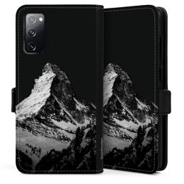 DeinDesign Galaxy S20 Handy Klapph&uuml;lle Handyh&uuml;lle aus Kunst Leder schwarz Flip Case Mountain Snow Mountain Top Sideflip mit Lasche