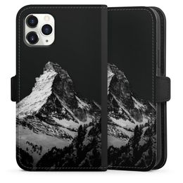 DeinDesign iPhone 11 Pro Handy Klapph&uuml;lle Handyh&uuml;lle aus Kunst Leder schwarz Flip Case Mountain Snow Mountain Top Sideflip mit Lasche