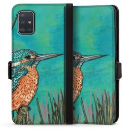 DeinDesign Galaxy A51 Handy Klapph&uuml;lle Handyh&uuml;lle aus Kunst Leder schwarz Flip Case Painting Bird Animals Sideflip mit Lasche