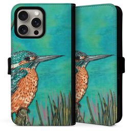 DeinDesign iPhone 16 Pro Handy Klapph&uuml;lle Handyh&uuml;lle aus Kunst Leder schwarz Flip Case Painting Bird Animals Sideflip mit Lasche