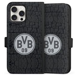 DeinDesign iPhone 15 Pro Max Handy Klapph&uuml;lle Handyh&uuml;lle aus Kunst Leder schwarz Flip Case Jersey Borussia Dortmund Bvb Sideflip mit Lasche