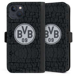DeinDesign iPhone 13 Handy Klapph&uuml;lle Handyh&uuml;lle aus Kunst Leder schwarz Flip Case Jersey Borussia Dortmund Bvb Sideflip mit Lasche