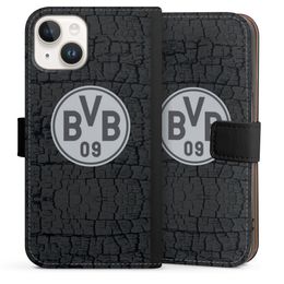 DeinDesign iPhone 14 Handy Klapph&uuml;lle Handyh&uuml;lle aus Kunst Leder schwarz Flip Case Jersey Borussia Dortmund Bvb Sideflip mit Lasche