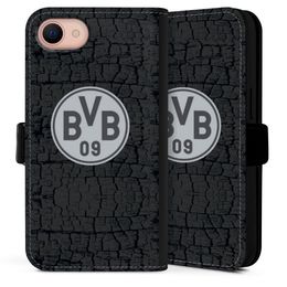 DeinDesign iPhone 16e Handy Klapph&uuml;lle Handyh&uuml;lle aus Kunst Leder schwarz Flip Case Jersey Borussia Dortmund Bvb Sideflip mit Lasche