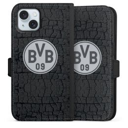 DeinDesign iPhone 15 Handy Klapph&uuml;lle Handyh&uuml;lle aus Kunst Leder schwarz Flip Case Jersey Borussia Dortmund Bvb Sideflip mit Lasche