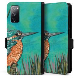 DeinDesign Galaxy S20 Handy Klapph&uuml;lle Handyh&uuml;lle aus Kunst Leder schwarz Flip Case Bird Painting Animals Sideflip mit Lasche