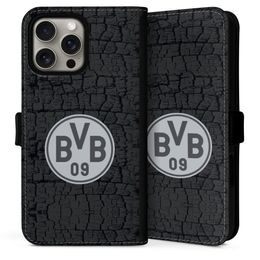 DeinDesign iPhone 16 Pro Handy Klapph&uuml;lle Handyh&uuml;lle aus Kunst Leder schwarz Flip Case Jersey Borussia Dortmund Bvb Sideflip mit Lasche