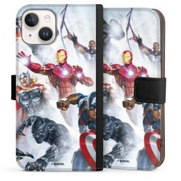 DeinDesign iPhone 14 Handy Klapph&uuml;lle Handyh&uuml;lle aus Kunst Leder schwarz Flip Case Marvel Avengers Official Licensed Product Sideflip mit Lasche