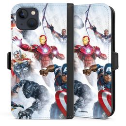 DeinDesign iPhone 13 Handy Klapph&uuml;lle Handyh&uuml;lle aus Kunst Leder schwarz Flip Case Marvel Avengers Official Licensed Product Sideflip mit Lasche