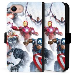 DeinDesign iPhone 16e Handy Klapph&uuml;lle Handyh&uuml;lle aus Kunst Leder schwarz Flip Case Marvel Avengers Official Licensed Product Sideflip mit Lasche