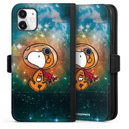 DeinDesign iPhone 11 Handy Klapph&uuml;lle Handyh&uuml;lle aus Kunst Leder schwarz Flip Case Official Licensed Product Snoopy Astronaut Sideflip mit Lasche