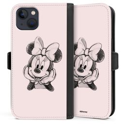 DeinDesign iPhone 13 Handy Klapph&uuml;lle Handyh&uuml;lle aus Kunst Leder schwarz Flip Case Official Licensed Product Disney Minnie Mouse Sideflip mit Lasche