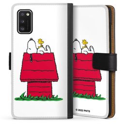 DeinDesign Galaxy A41 Handy Klapph&uuml;lle Handyh&uuml;lle aus Kunst Leder schwarz Flip Case Snoopy Peanuts Official Licensed Product Sideflip mit Lasche
