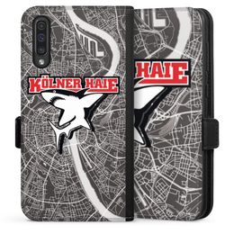 DeinDesign Galaxy A50 Handy Klapph&uuml;lle Handyh&uuml;lle aus Kunst Leder schwarz Flip Case K&ouml;lner Haie Ice Hockey Official Licensed Product Sideflip mit Lasche