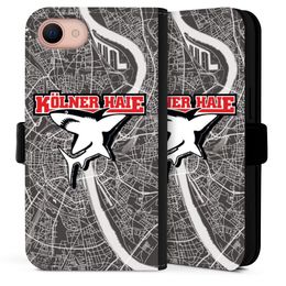 DeinDesign iPhone 16e Handy Klapph&uuml;lle Handyh&uuml;lle aus Kunst Leder schwarz Flip Case K&ouml;lner Haie Ice Hockey Official Licensed Product Sideflip mit Lasche