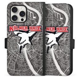 DeinDesign iPhone 15 Pro Max Handy Klapph&uuml;lle Handyh&uuml;lle aus Kunst Leder schwarz Flip Case K&ouml;lner Haie Ice Hockey Official Licensed Product Sideflip mit Lasche