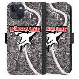 DeinDesign iPhone 13 Handy Klapph&uuml;lle Handyh&uuml;lle aus Kunst Leder schwarz Flip Case K&ouml;lner Haie Ice Hockey Official Licensed Product Sideflip mit Lasche