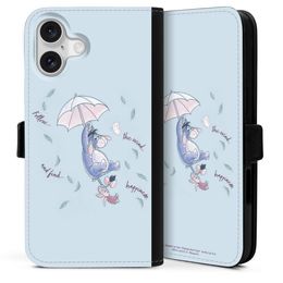 DeinDesign iPhone 16 Plus Handy Klapph&uuml;lle Handyh&uuml;lle aus Kunst Leder schwarz Flip Case Official Licensed Product Winnie The Pooh Eeyore Disney Sideflip mit 
