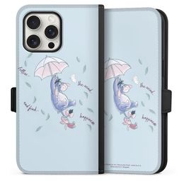 DeinDesign iPhone 15 Pro Max Handy Klapph&uuml;lle Handyh&uuml;lle aus Kunst Leder schwarz Flip Case Official Licensed Product Winnie The Pooh Eeyore Disney Sideflip mit 