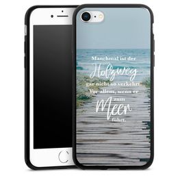 DeinDesign iPhone SE (2022) Handy Slim Case extra d&uuml;nn Silikon Handyh&uuml;lle schwarz H&uuml;lle Statement Beach Spruch Silikon Slim Case