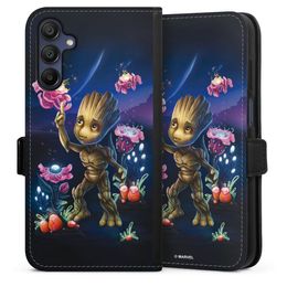 DeinDesign Galaxy A15 5G Handy Klapph&uuml;lle Handyh&uuml;lle aus Kunst Leder schwarz Flip Case Baby Groot Marvel Guardians Of The Galaxy Sideflip mit Lasche