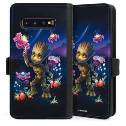 DeinDesign Galaxy S10 Handy Klapph&uuml;lle Handyh&uuml;lle aus Kunst Leder schwarz Flip Case Baby Groot Marvel Guardians Of The Galaxy Sideflip mit Lasche