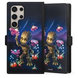 DeinDesign Galaxy S24 Ultra Handy Klapph&uuml;lle Handyh&uuml;lle aus Kunst Leder schwarz Flip Case Baby Groot Marvel Guardians Of The Galaxy Sideflip mit Lasche