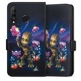 DeinDesign Huawei P30 Lite Handy Klapph&uuml;lle Handyh&uuml;lle aus Kunst Leder schwarz Flip Case Baby Groot Marvel Guardians Of The Galaxy Sideflip mit Lasche