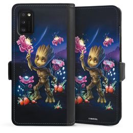 DeinDesign Galaxy A41 Handy Klapph&uuml;lle Handyh&uuml;lle aus Kunst Leder schwarz Flip Case Baby Groot Marvel Guardians Of The Galaxy Sideflip mit Lasche