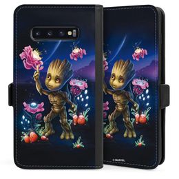 DeinDesign Galaxy S10 Plus Handy Klapph&uuml;lle Handyh&uuml;lle aus Kunst Leder schwarz Flip Case Baby Groot Marvel Guardians Of The Galaxy Sideflip mit Lasche