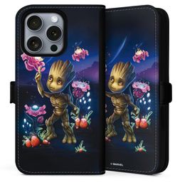 DeinDesign iPhone 16 Pro Max Handy Klapph&uuml;lle Handyh&uuml;lle aus Kunst Leder schwarz Flip Case Baby Groot Marvel Guardians Of The Galaxy Sideflip mit Lasche