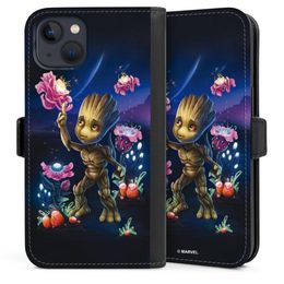 DeinDesign iPhone 13 Handy Klapph&uuml;lle Handyh&uuml;lle aus Kunst Leder schwarz Flip Case Baby Groot Marvel Guardians Of The Galaxy Sideflip mit Lasche